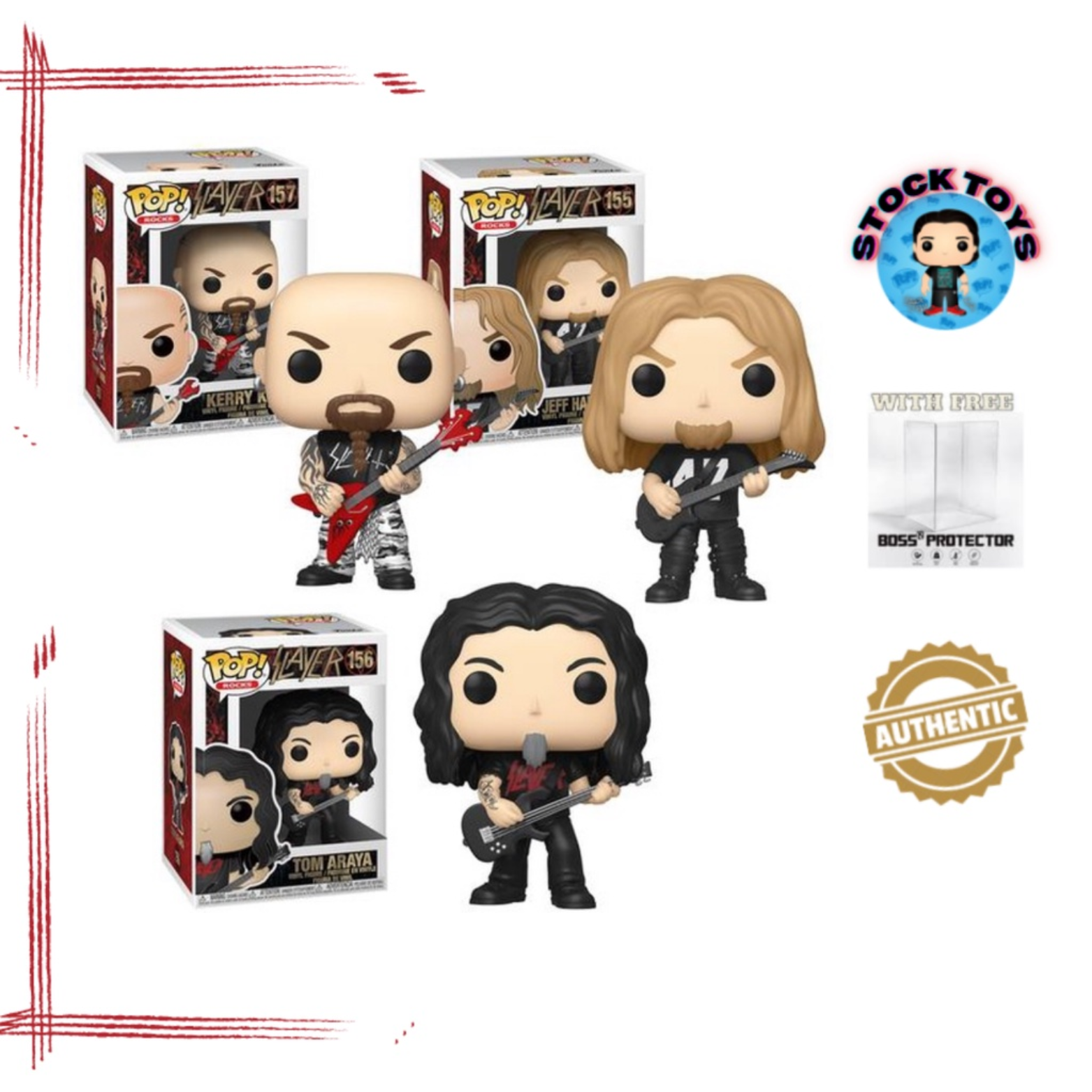 Funko Pop (Vaulted) Rocks Slayer Set of 3 Tom Araya , Kerry King , Jeff ...