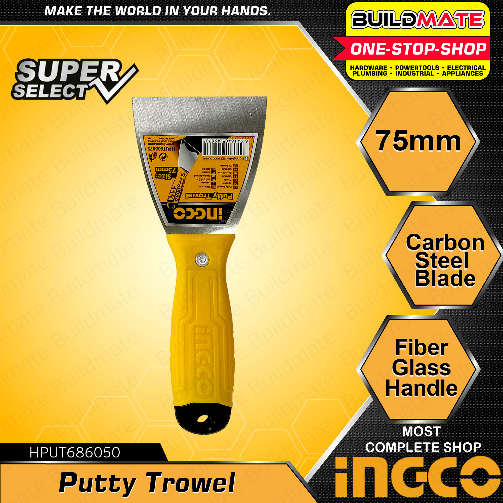 INGCO Drywall Taping Putty Trowel Fiberglass 50mm | 75mm | 63mm | 100mm ...