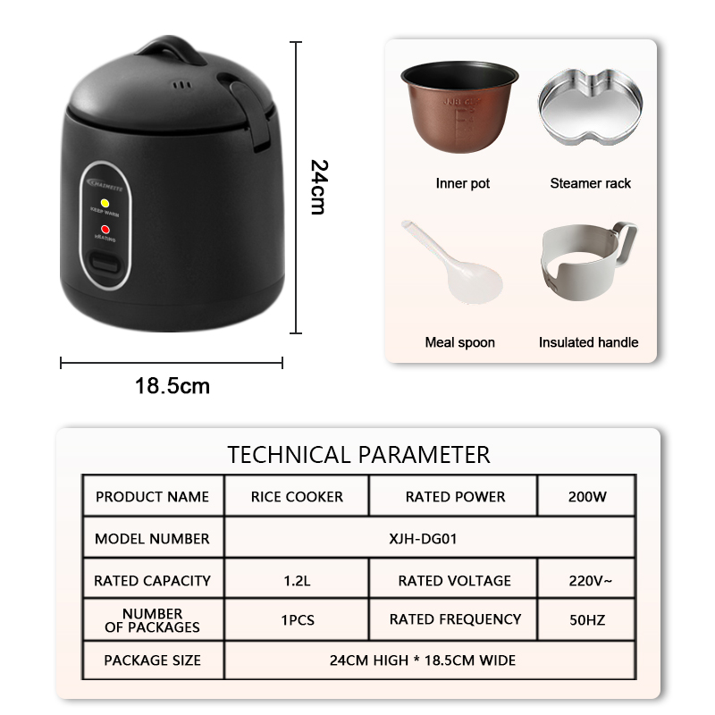 MAIMEITE Mini Rice Cooker 1.2L Non-Stick Inner Pot multifunction ...