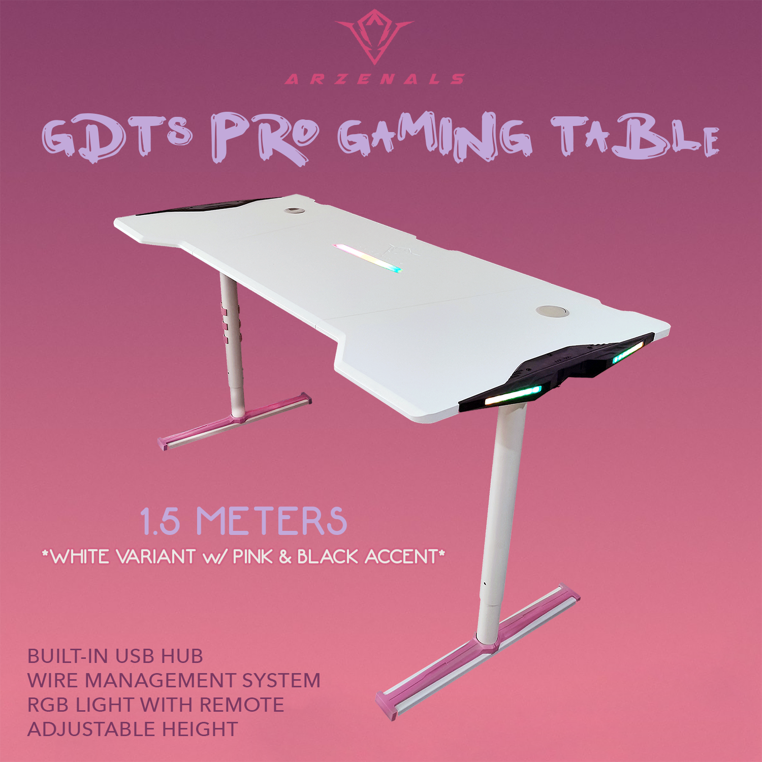 1.5 Meters Arzenals RGB Height Adjustable Pro Gaming Table | Lazada PH