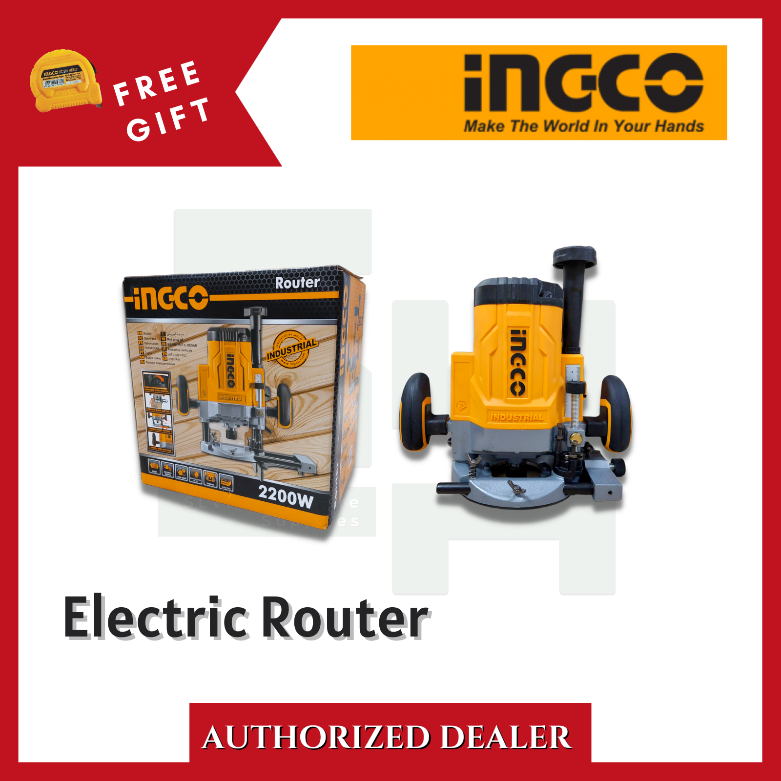 SLVR | INDUSTRIAL INGCO ELECTRIC PLUNGE ROUTER 2200W FOR PLASTIC AND ...