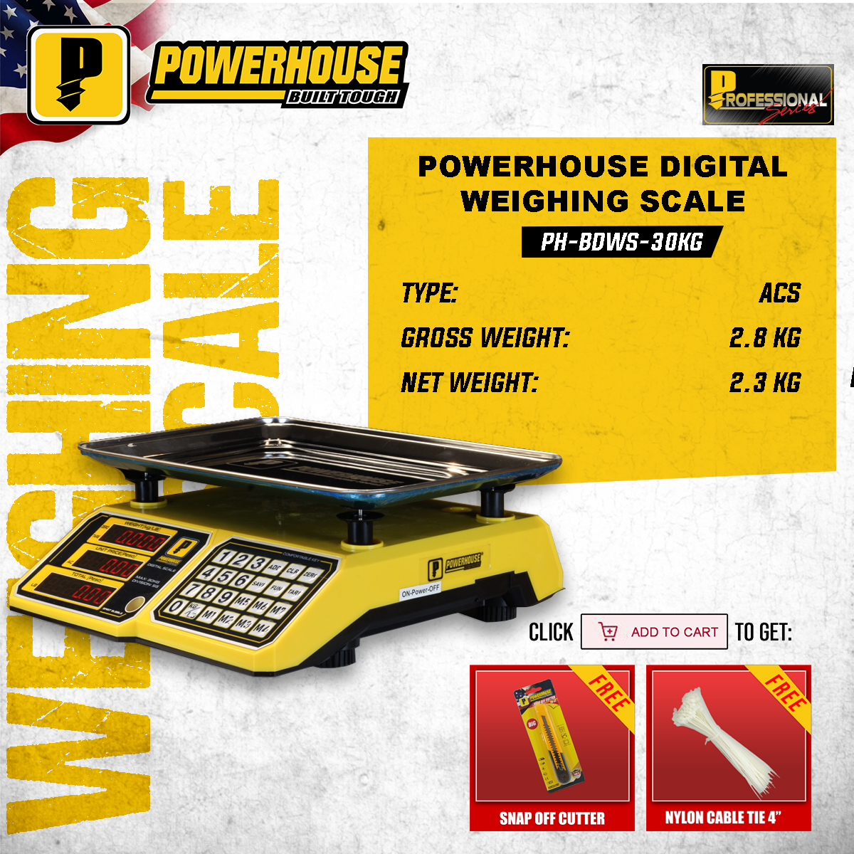 POWERHOUSE Rechargeable Table Bench Digital Weighing Scale Double ...