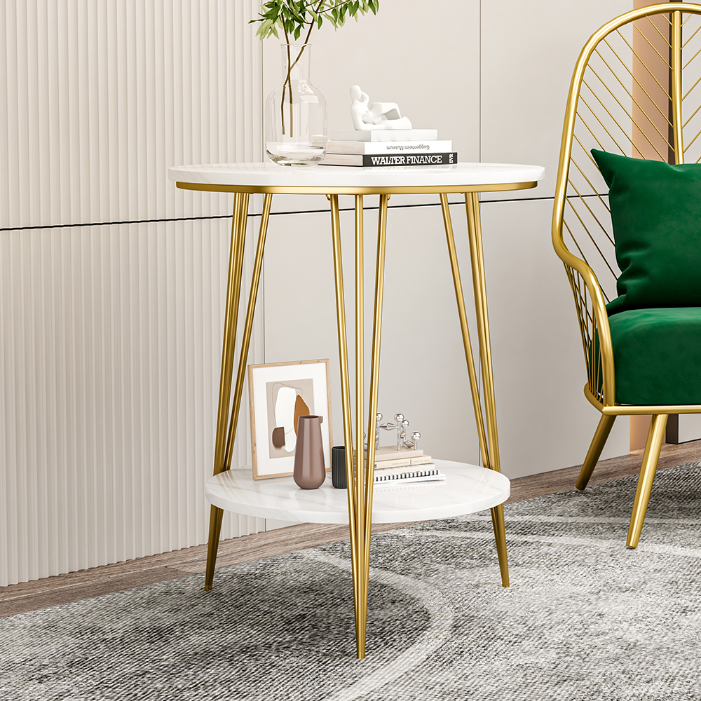 ATTICLIVING END Table Light Luxury Marble Side Table Double-layer ...