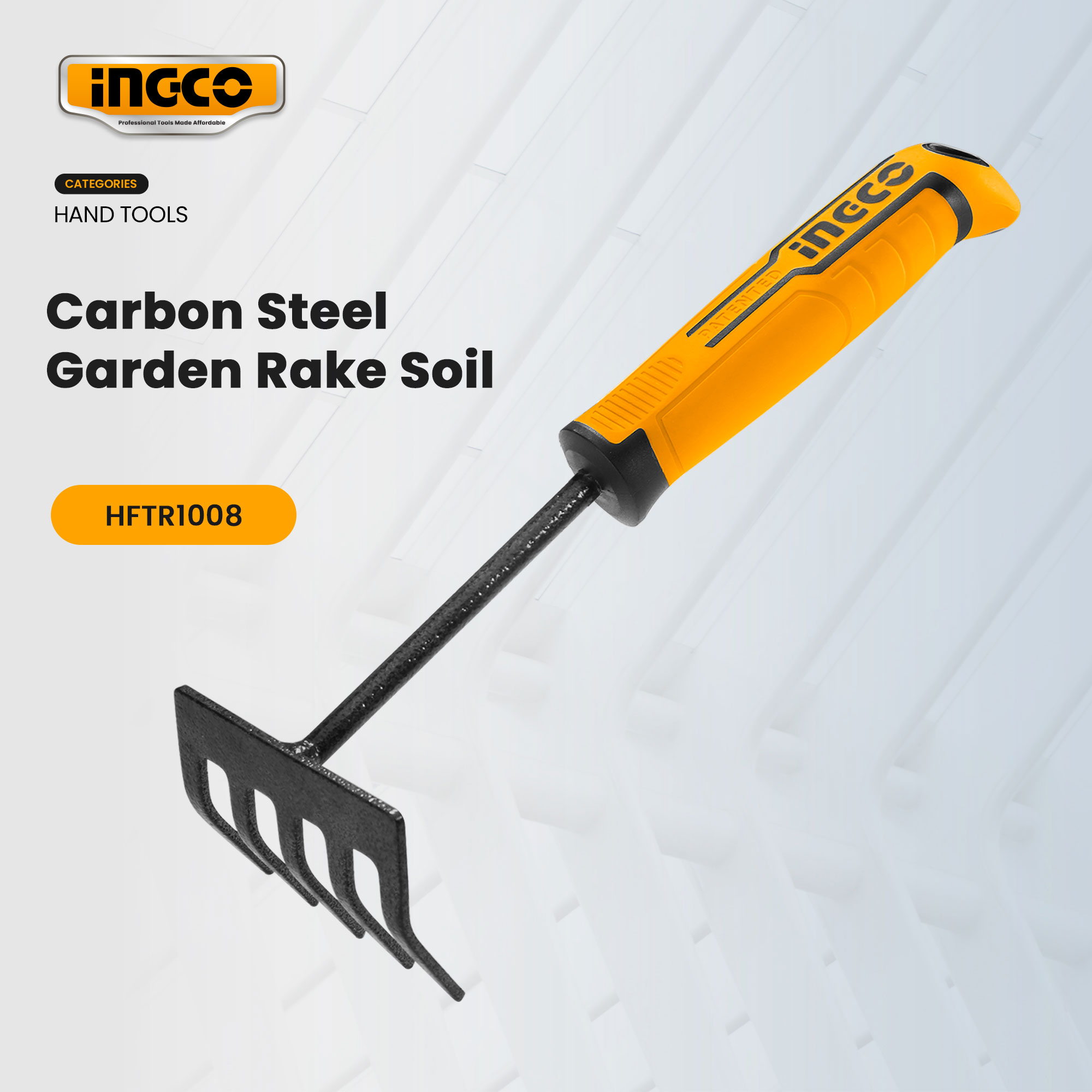 Ingco Carbon Steel Garden Rake Soil Rake 270mm Gardening Tool HFTR1008 ...