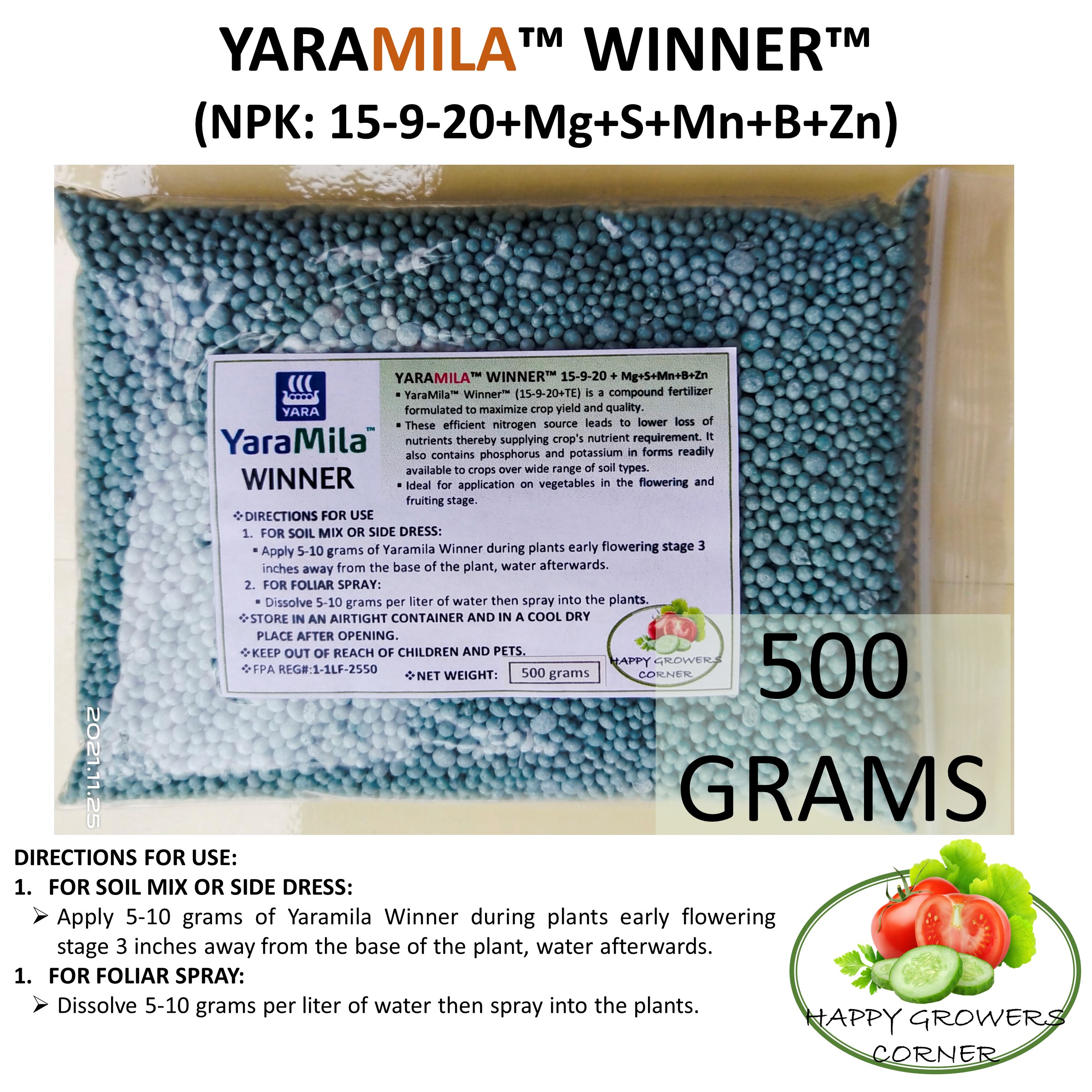 YaraMila™ Winner™ (15-9-20+TE) Premium Fertilizer | Lazada PH