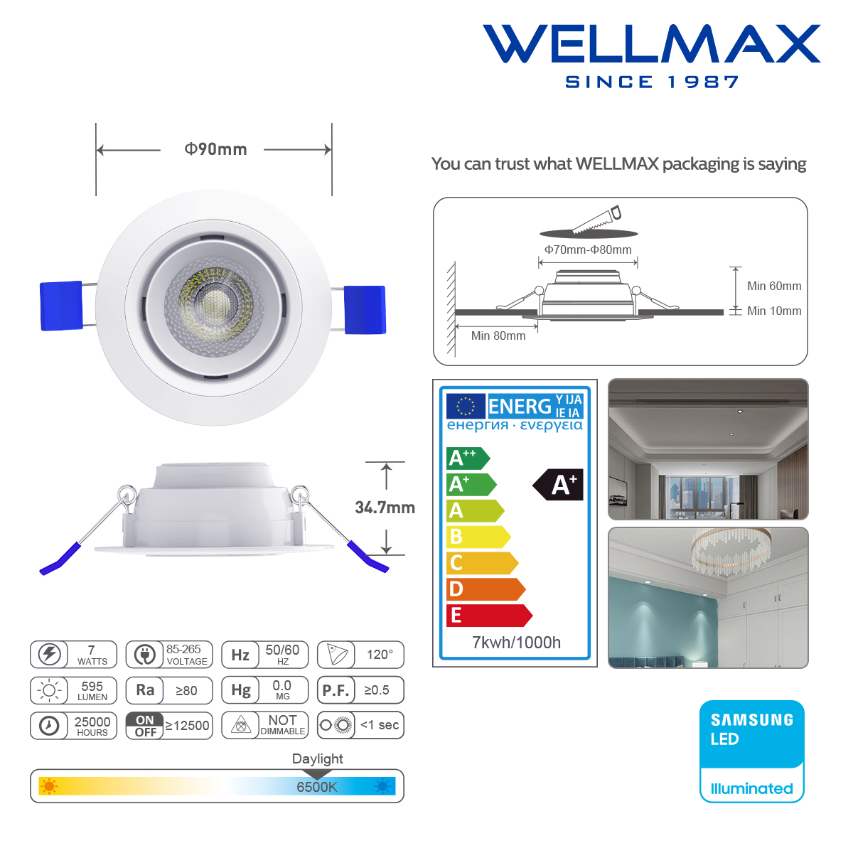 WELLMAX Eagle Eye Spotlight Adopt Samsung LED Chip 7W | Lazada PH