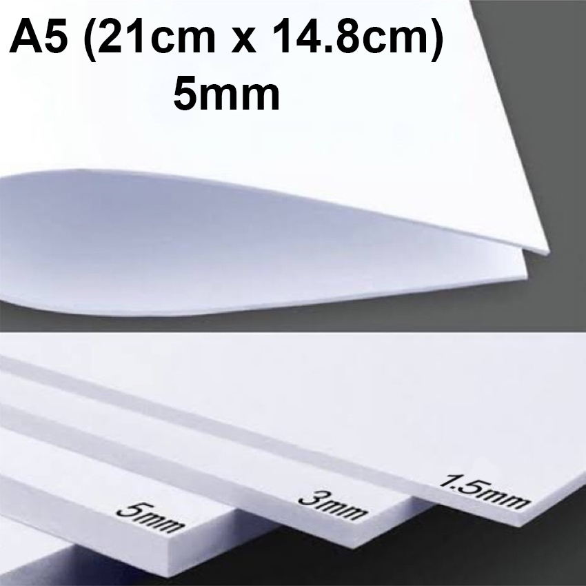 5 Pcs SINTRA PVC BOARD A5 (21 cm x 14.8 cm) 1.5mm 3mm 5mm Waterproof ...