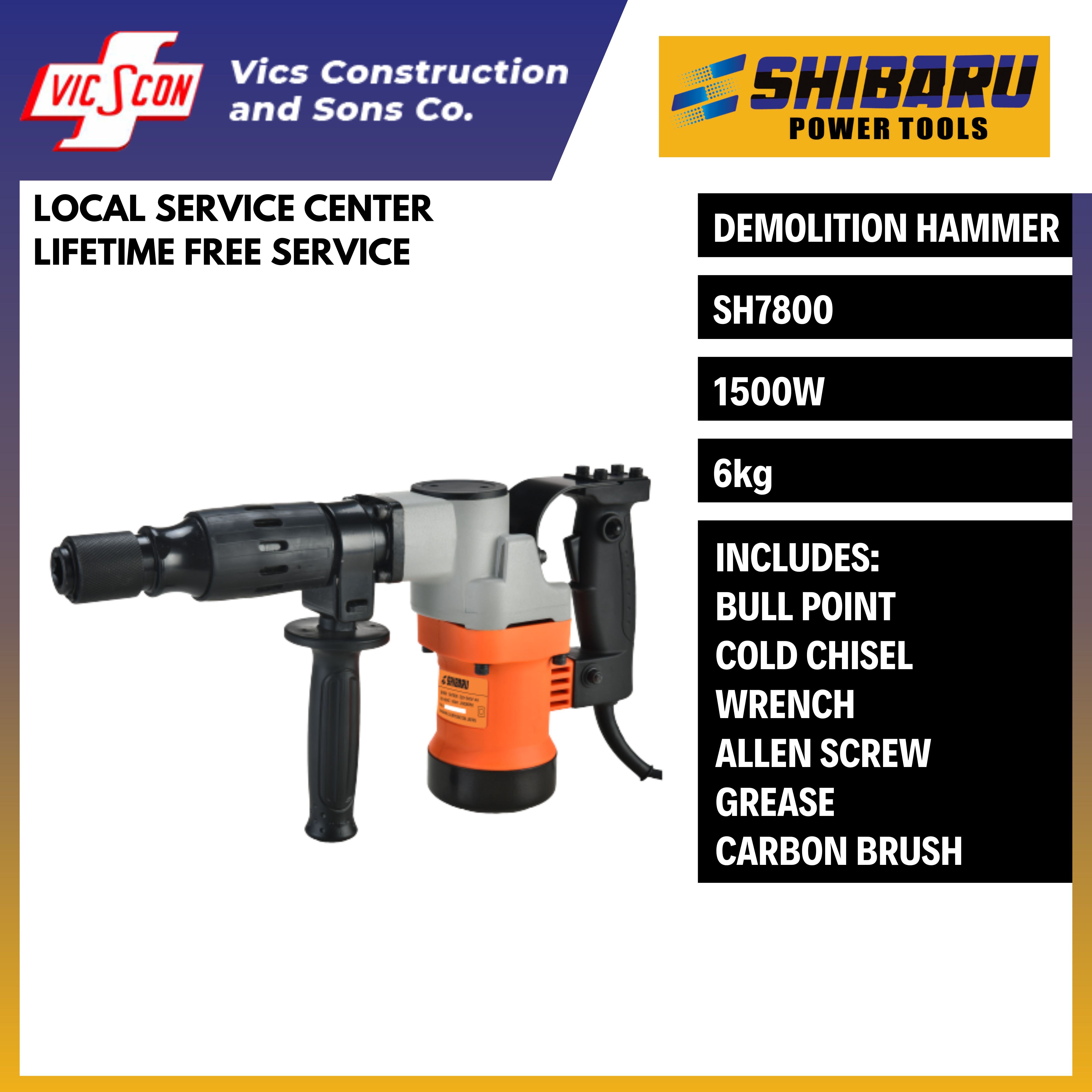 Shibaru SH7800 1500W Demolition Hammer | Lazada PH
