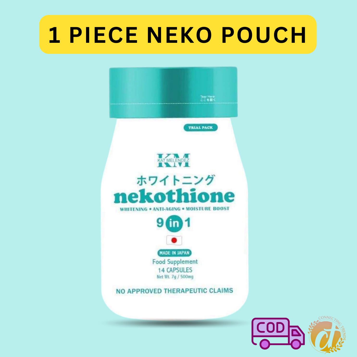 Nekothione 9 in 1 Trial Pack (14 Capsules per pouch) Glutathione for ...