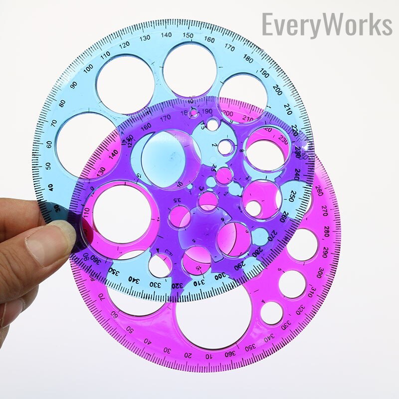 Circular 12cm Plastic 360 Degree Pointer Protractor Patchwork Ruler ...