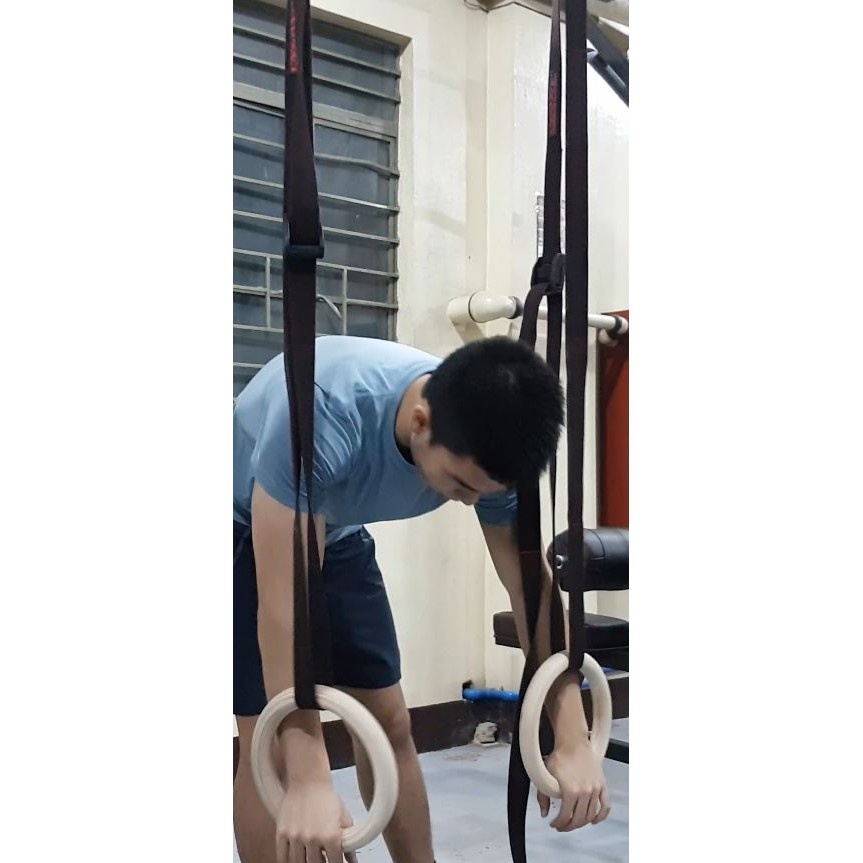 HOT۩ 卐 ENSAYO Suspension Training WOODEN Gymnastic RINGS 2Pcs Exercise ...