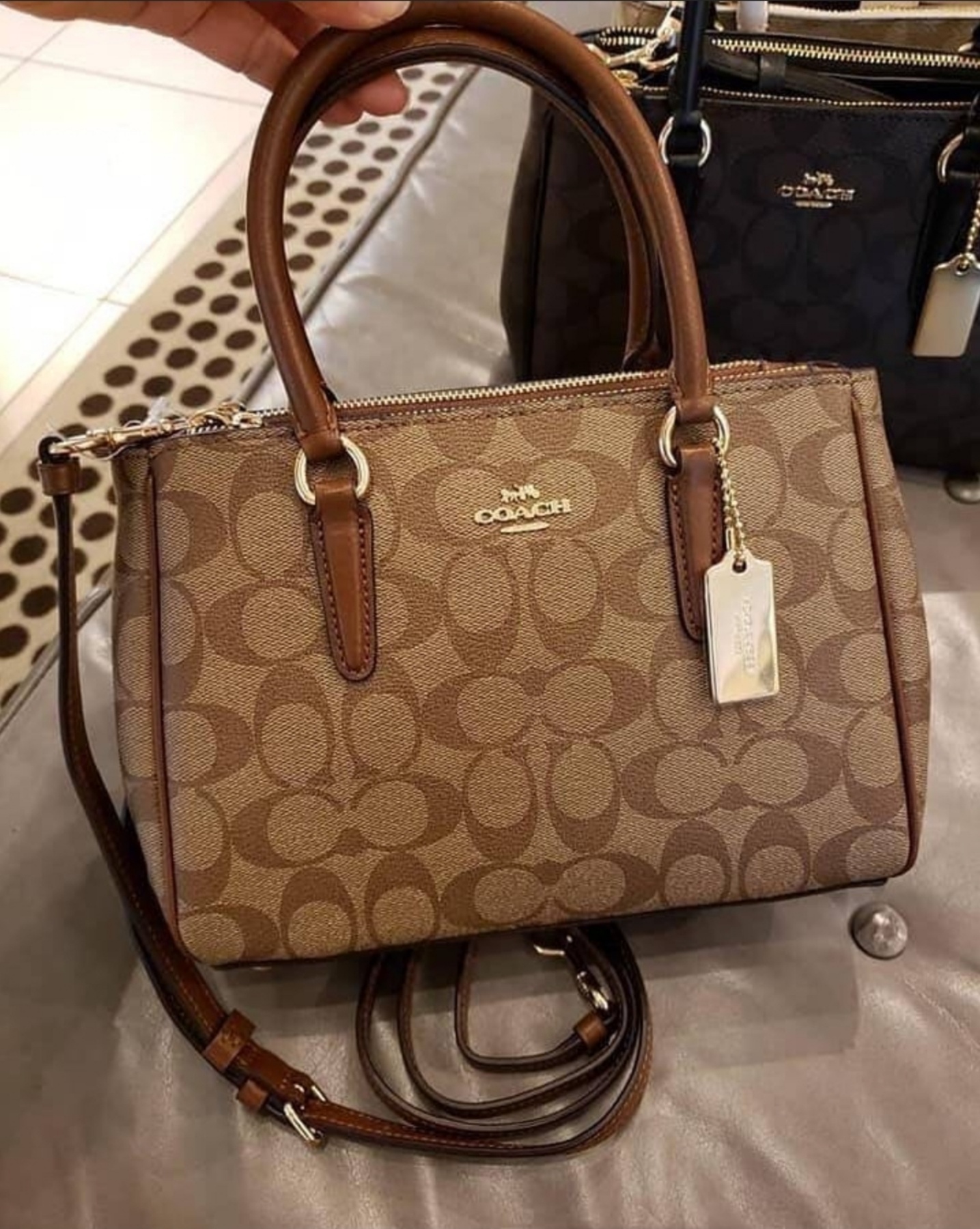 Coach F67027 Mini Surrey Carryall in Khaki Signature Coated Canvas with ...