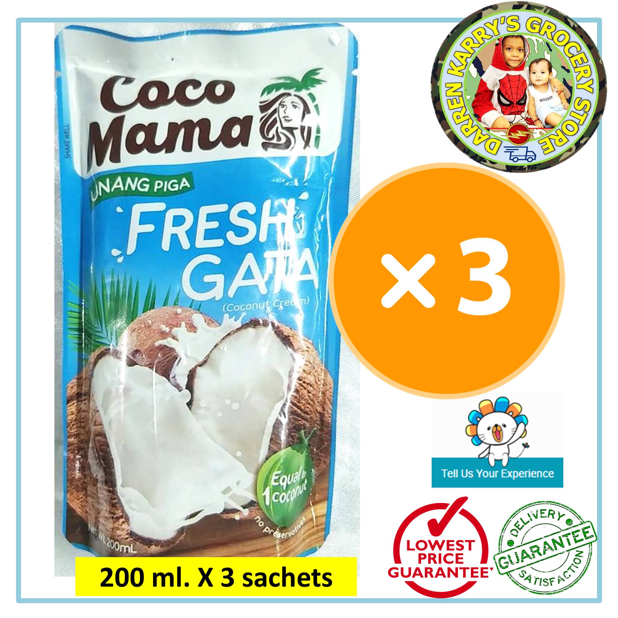 Coco Mama Fresh Gata 200 ml X 3 sachets Unang Piga Coconut Cream from ...