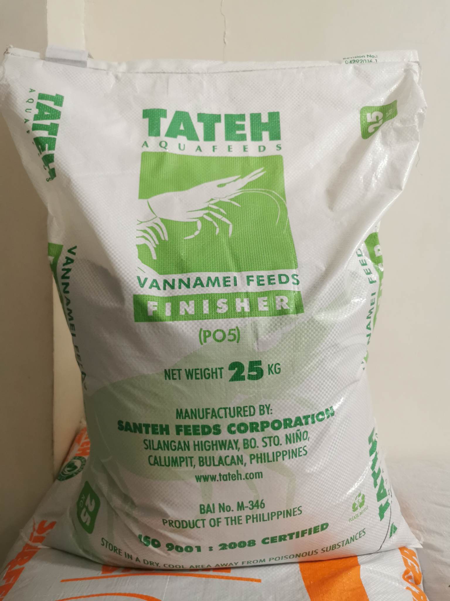 Tateh Aquafeeds Vannamei Finisher Prawn Shrimps Ulang Feeds PO5 1kg ...