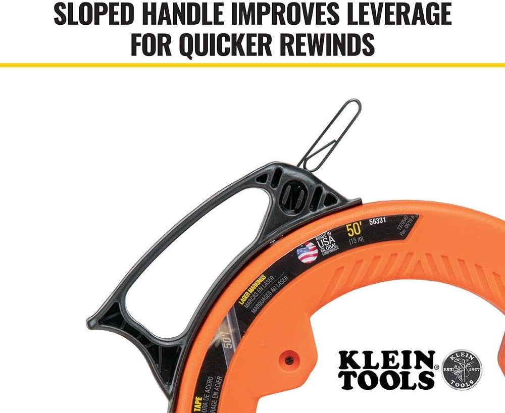 Klein Tools 56331 Fish Tape, Steel Wire Puller with Double Loop Tip ...