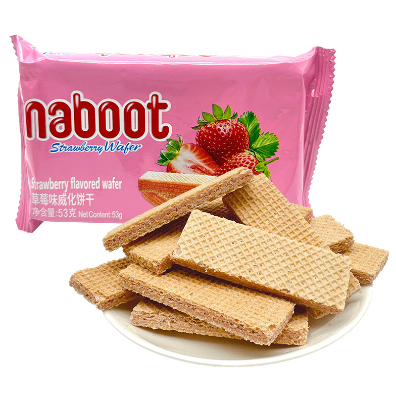 Three flavors of chocolate layer biscuits (cheese, strawberry, coconut ...