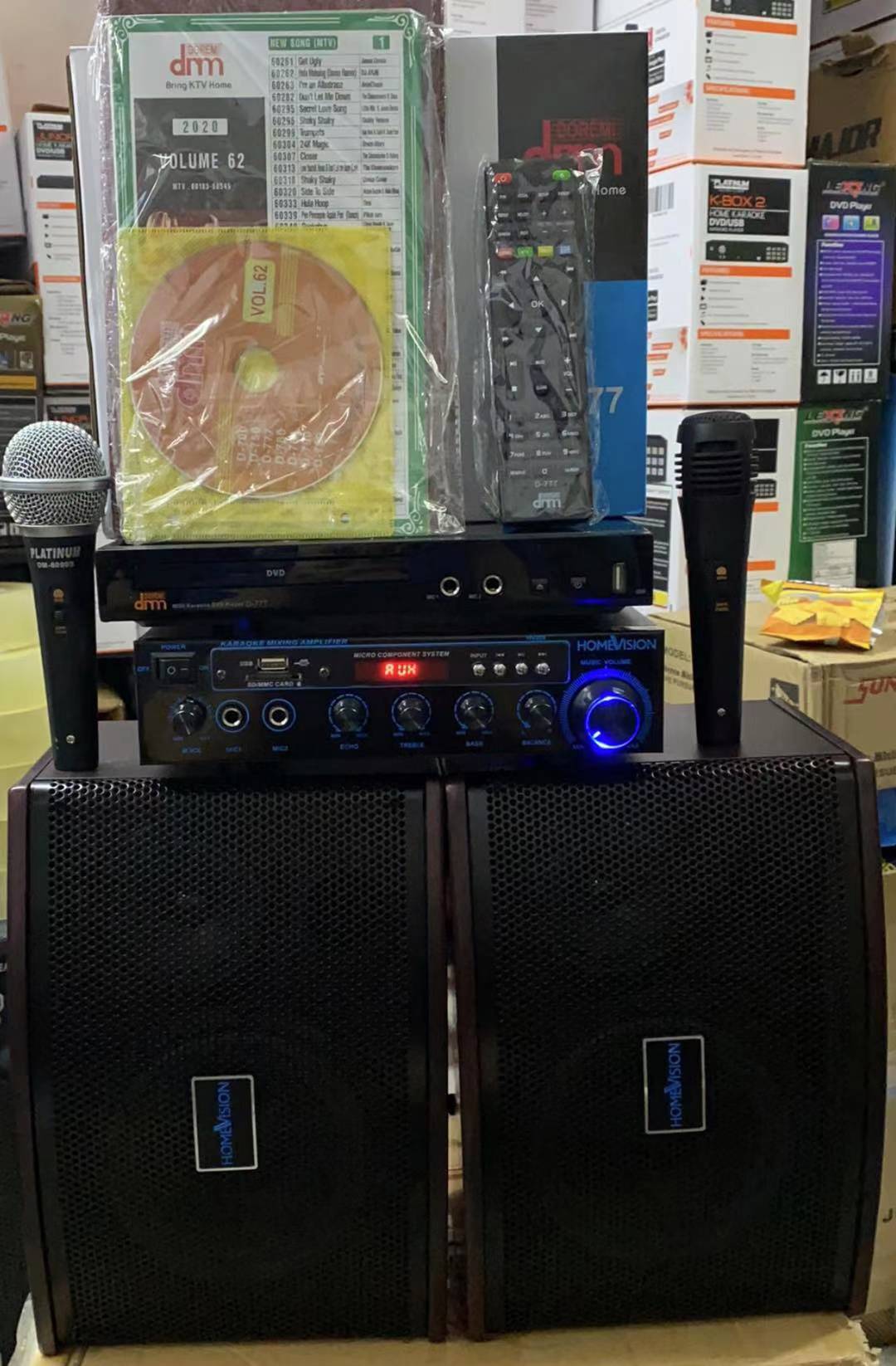 Videoke Karaoke set Homevison DC12V Bluethooh Amplifier at 200W x2 ...