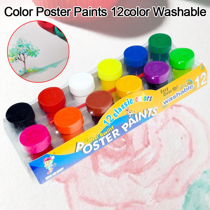 Color poster paints 12color washable paint school supplies | Lazada PH