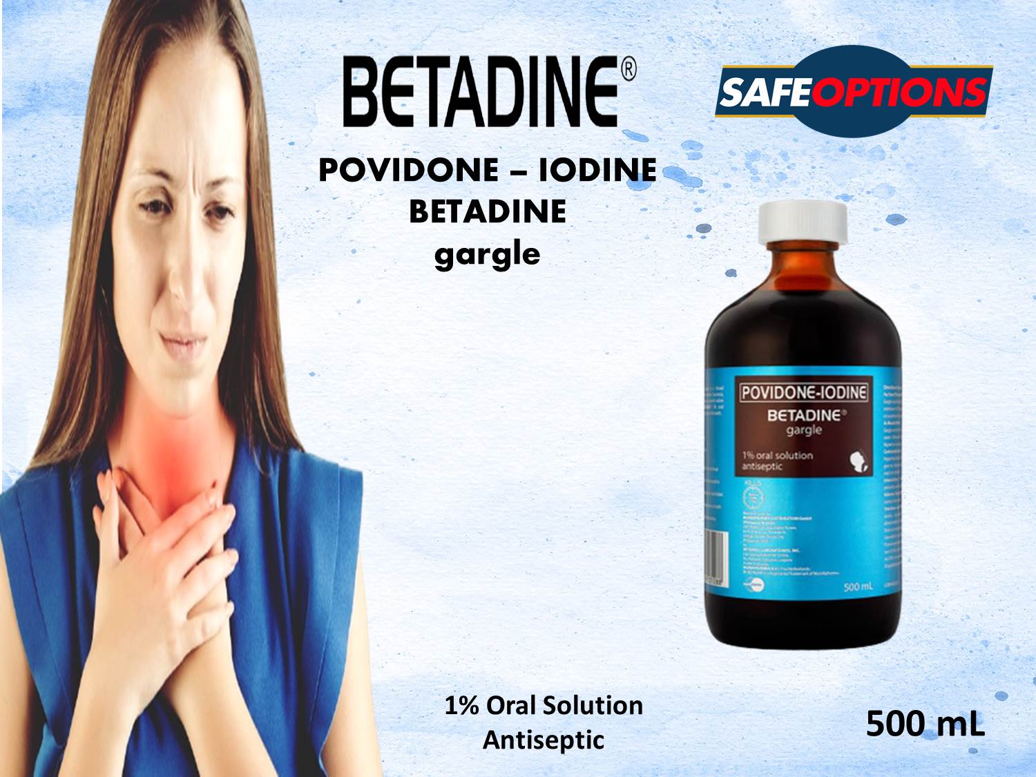 Authentic Betadine Povidone-Iodine 1% Oral Antiseptic Solution Gargle ...