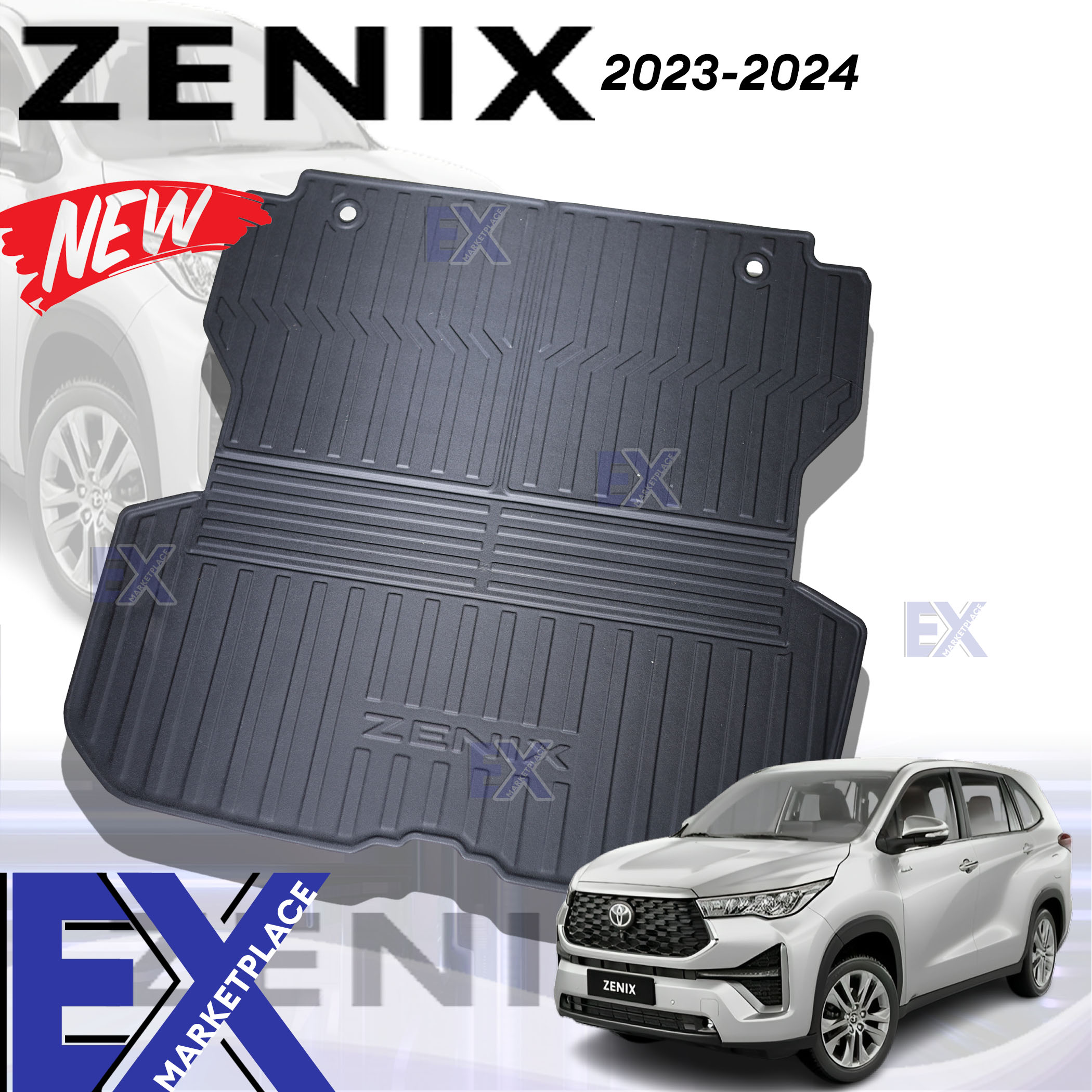 Toyota Zenix 2023 to 2024 Bendable Full Cargo Trunk Tray with Backseat ...