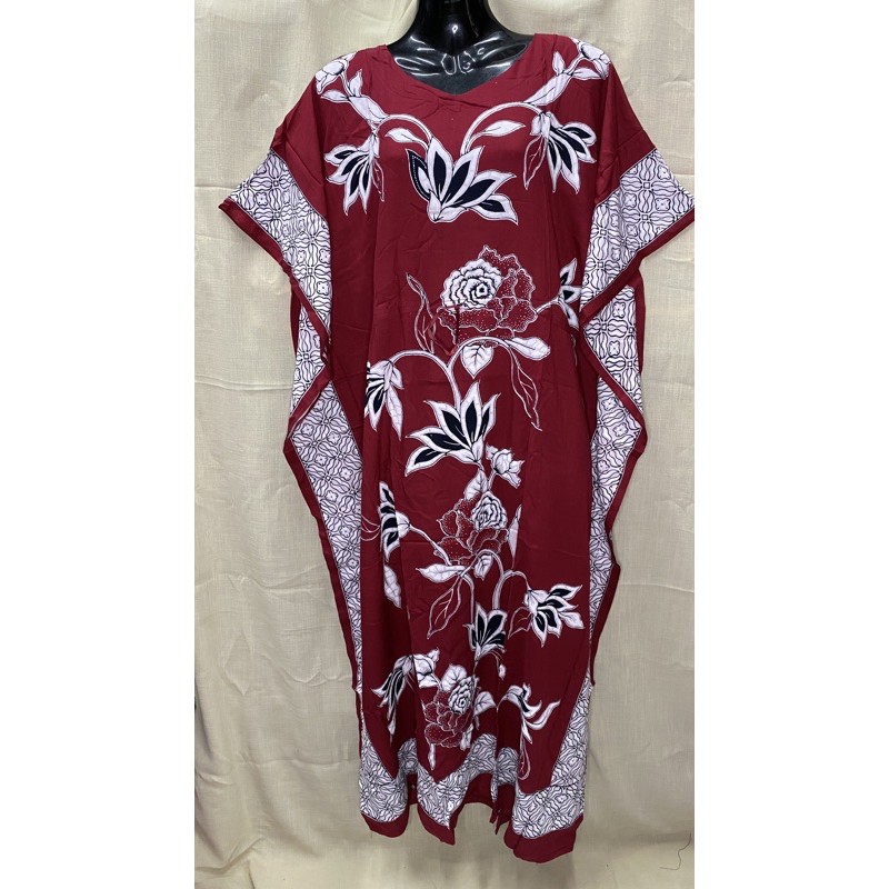 Batik Duster Caftan Long Maroon Theme / Daster / Batik Daster / Kaftan ...