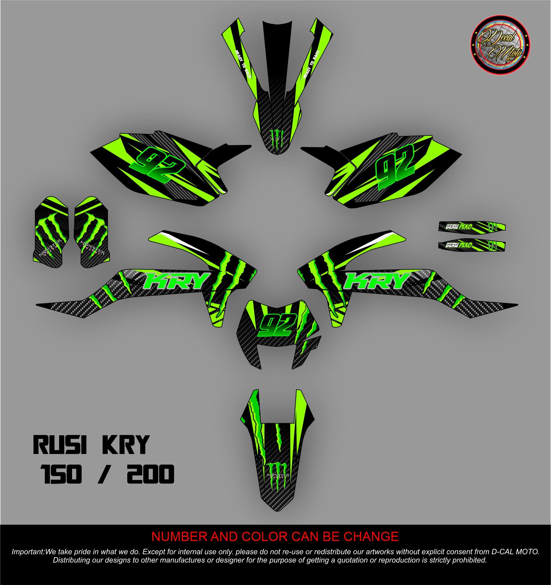 Decals, Sticker, Motorcycle, Decals Sticker for RUSI KRY 150/200 MONSTER KRY design 002 | Lazada PH
