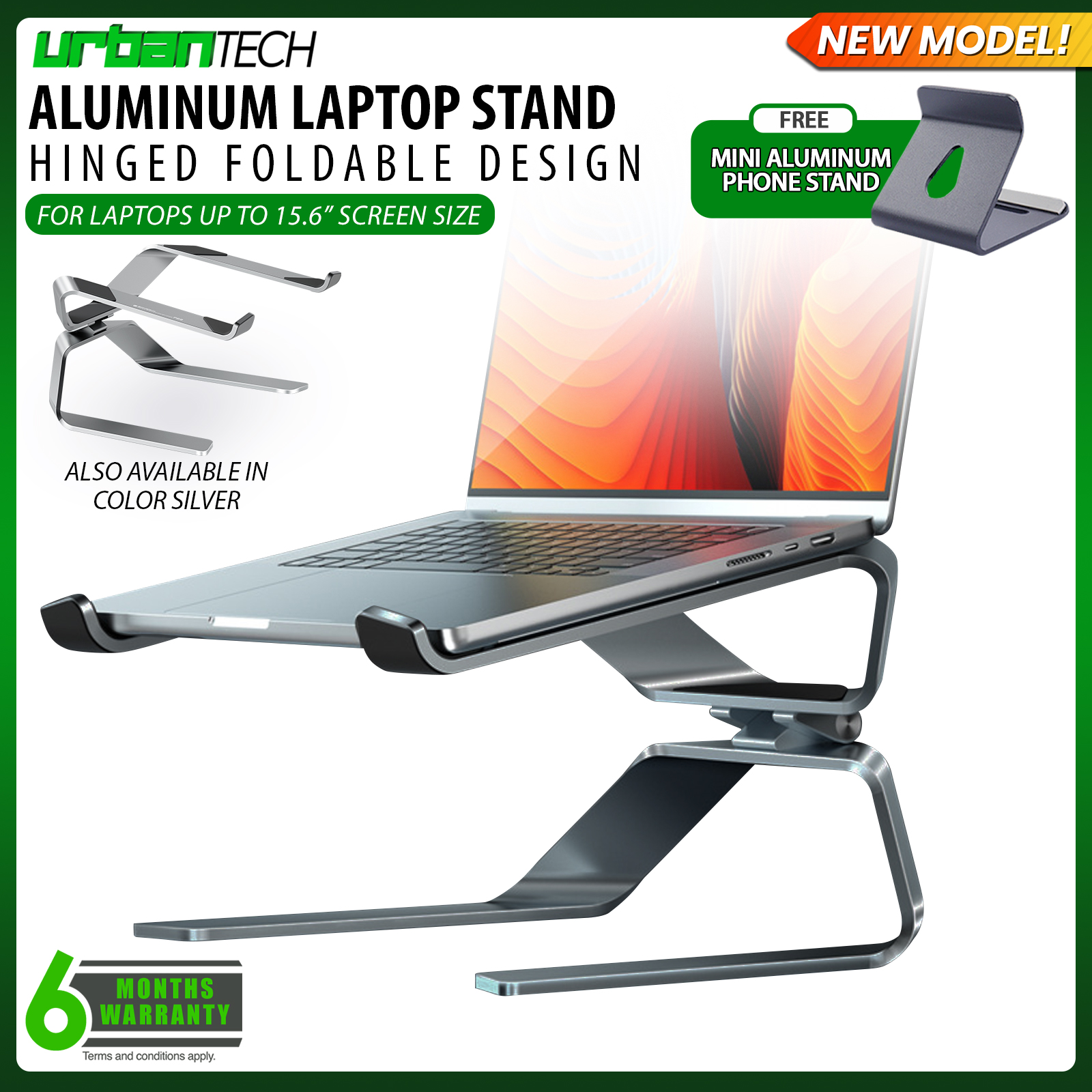 Adjustable Angle Aluminum Laptop Stand Metal Hinge Design Foldable ...
