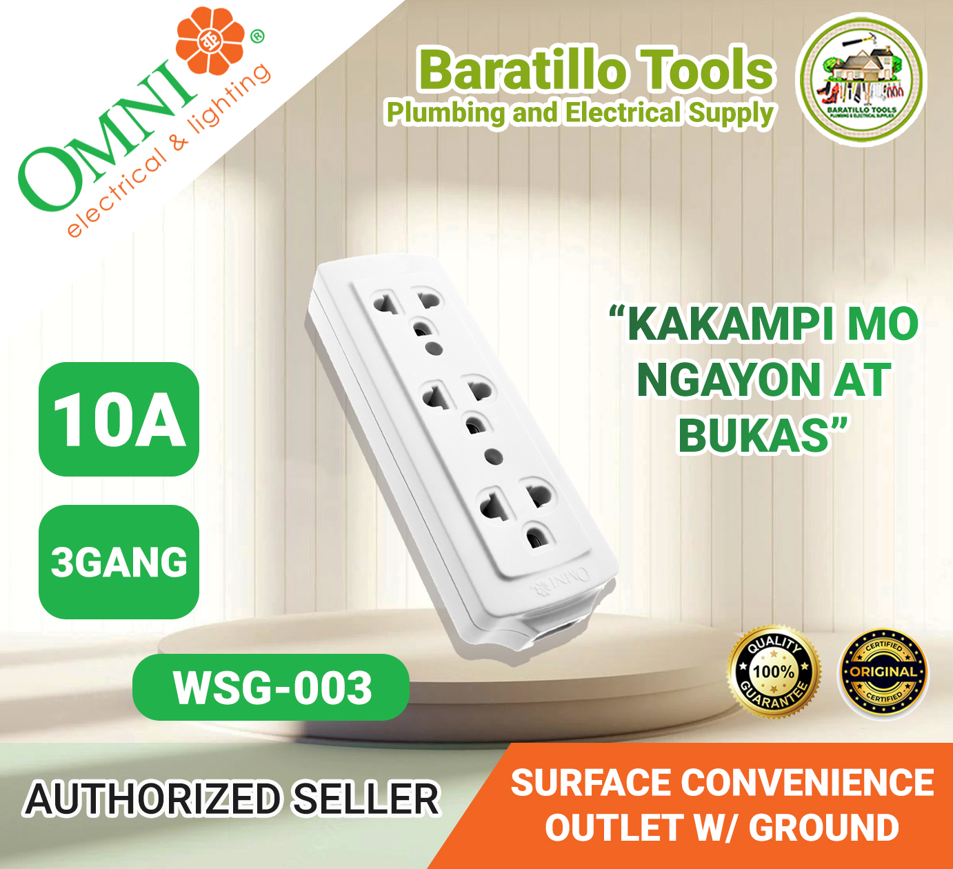 Omni Surface Convenience Outlet 3-gang with Ground 10A - WSG-003 ...