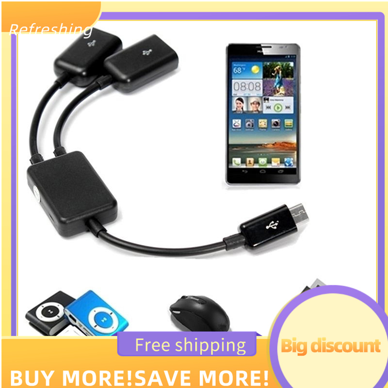 Refreshing Dual Micro USB OTG Hub Host Adapter Cable for Tablet PC and ...