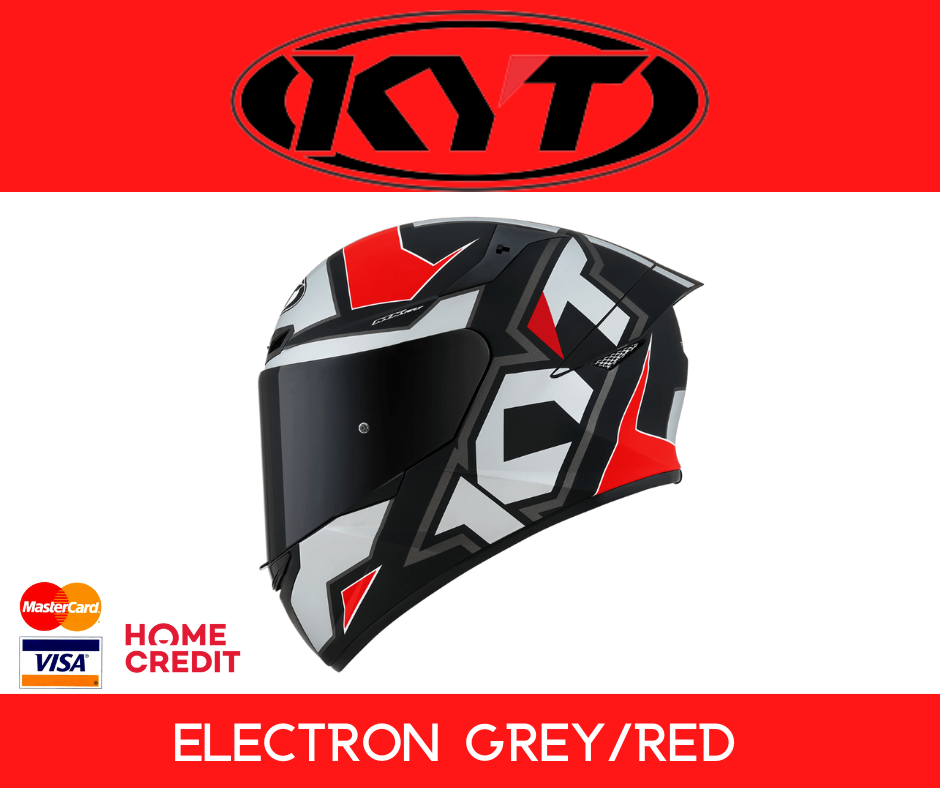 KYT tt-course electron grey/red single visor fullface helmet clear ...