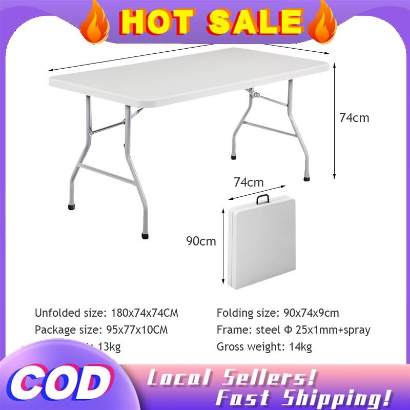 【COD/READY】 VOVOVA Heavy Duty Folding table 4ft 6ft White/brown Outdoor ...