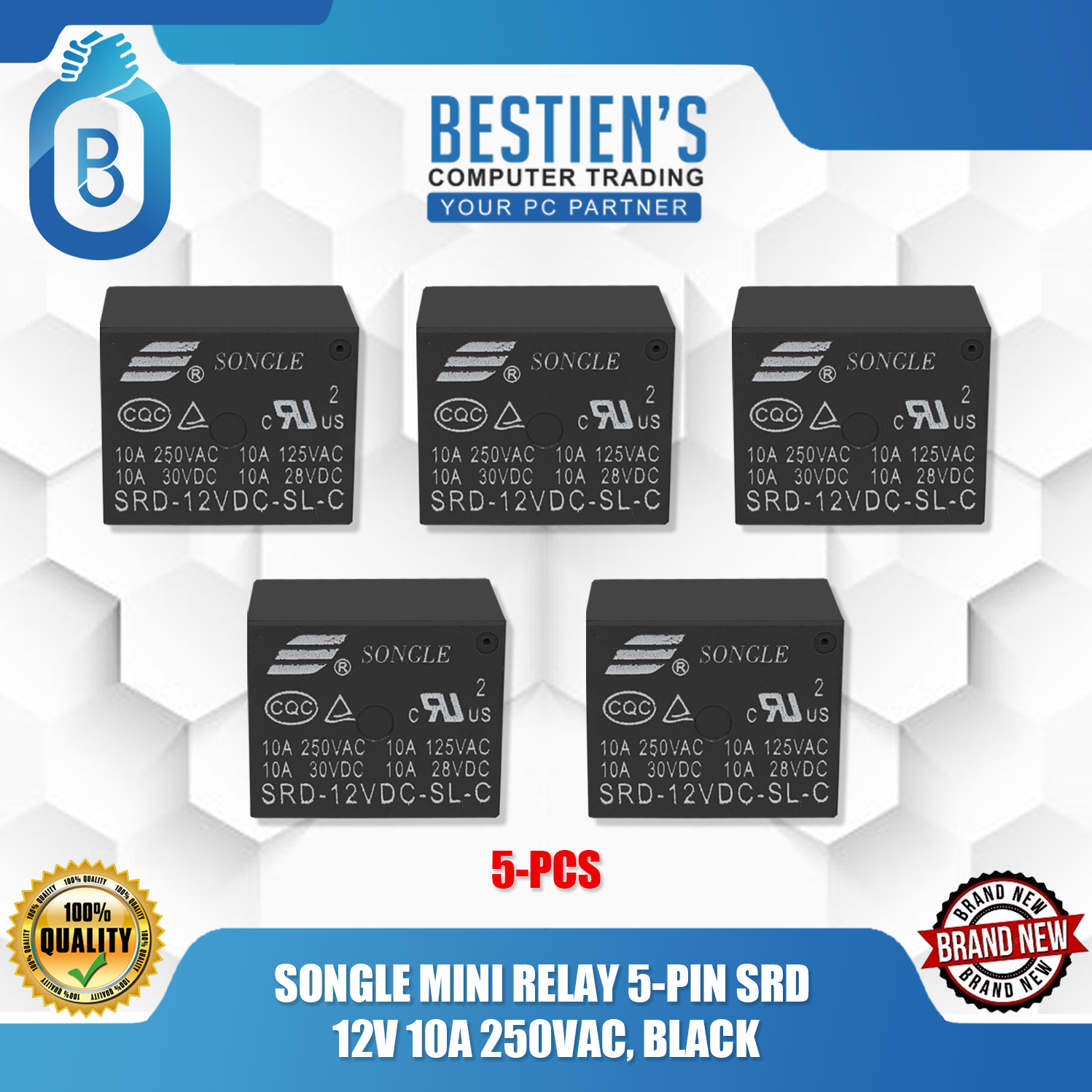 SONGLE MINI RELAY 5-PIN SRD 12V 10A 250VAC, BLACK | Lazada PH
