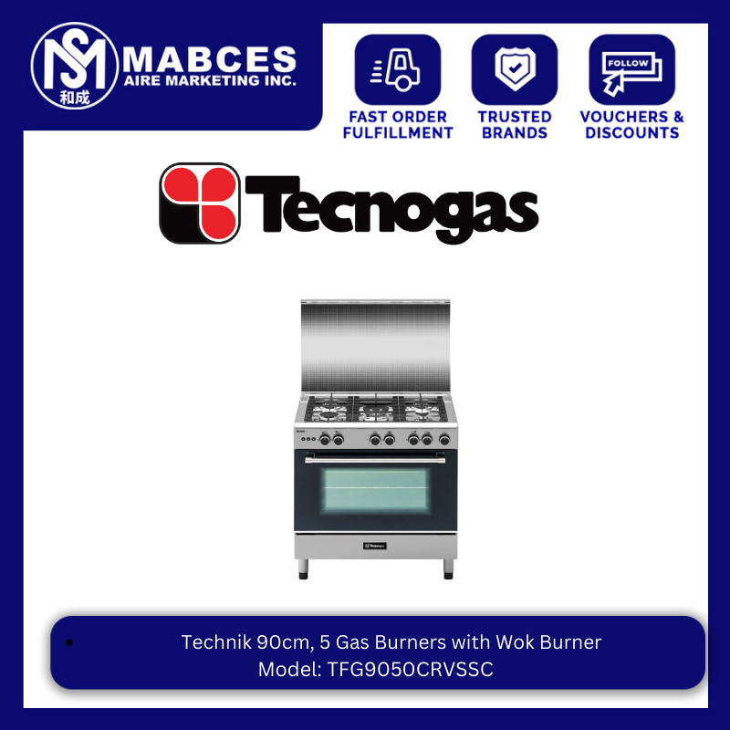 Technik 90cm, 5 Gas Burners with Wok Burner TFG9050CRVSSC | Lazada PH