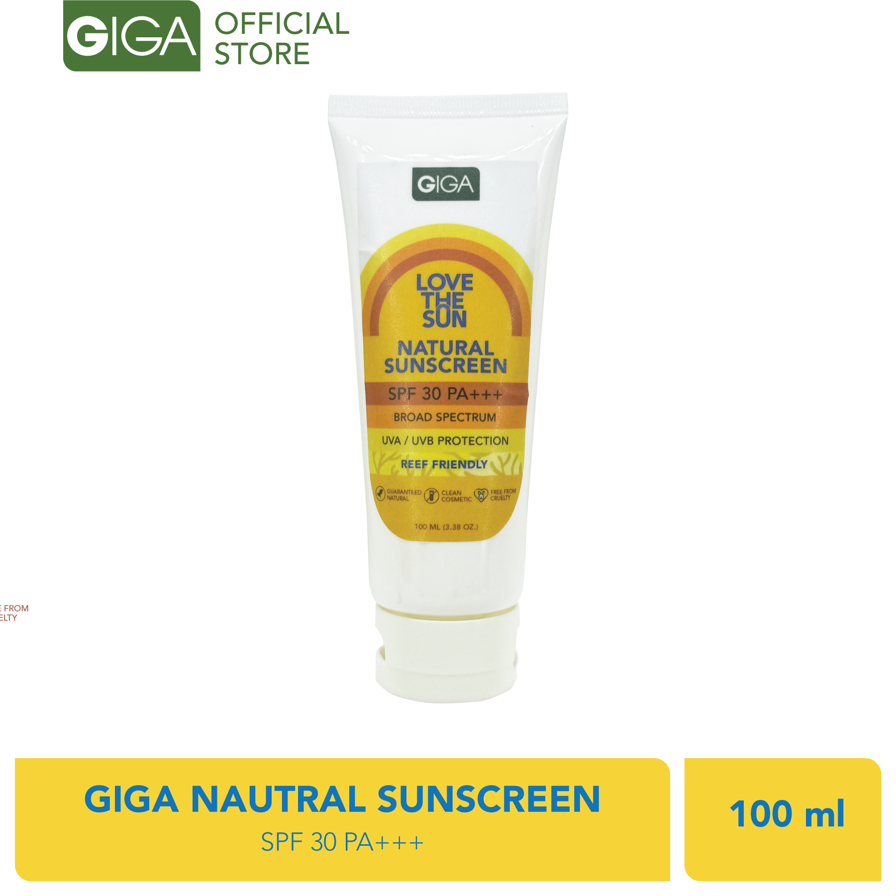 GIGA Natural Sunscreen SPF 30 PA+++ Broad Spectrum Reef Friendly ...