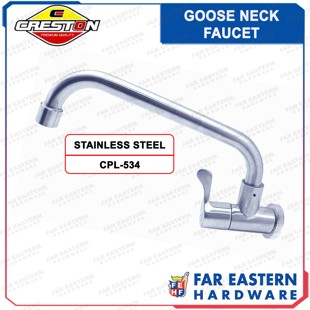 CRESTON Goose Neck Stainless Steel Kitchen Sink Faucet CPL-534 CRVAR ...