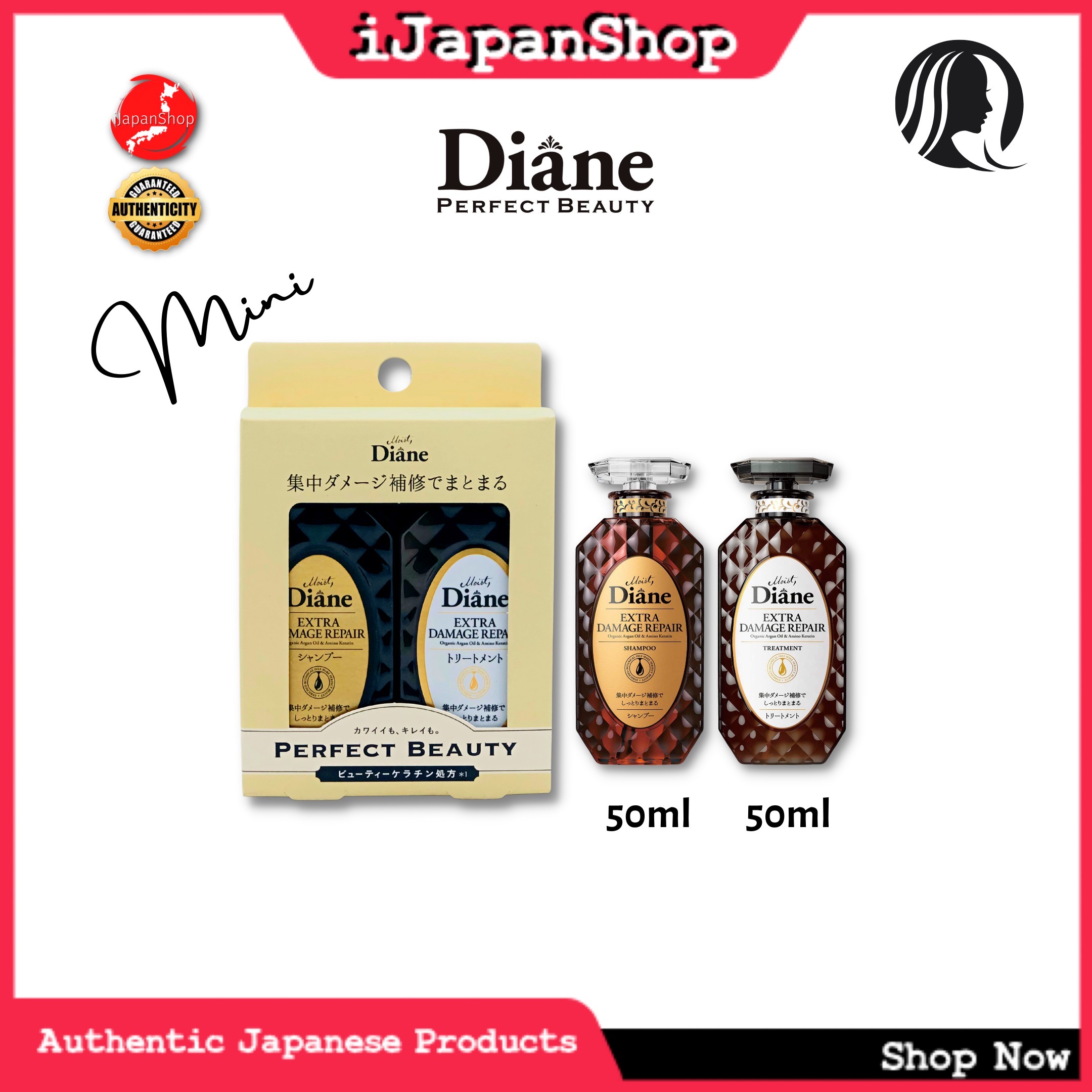 Moist Diane Hair Shampoo and Conditioner Extra Damage Travel Set Mini ...