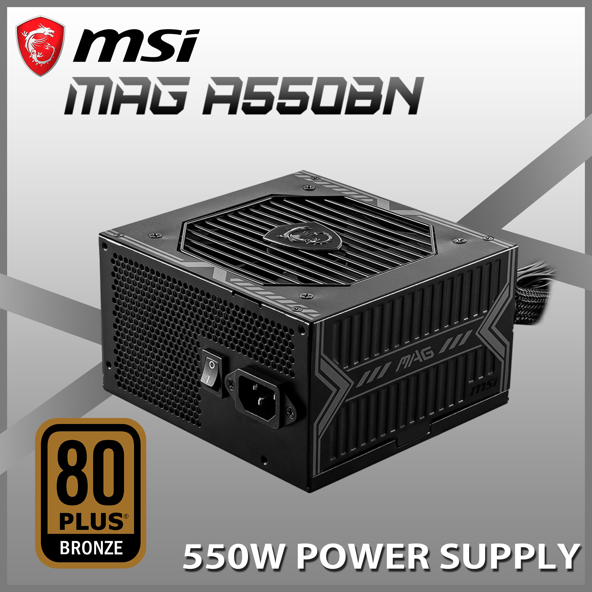 MSI MAG A550BN 550 Power Watt 550W Up to 85% Efficiency 80 Plus Bronze ...