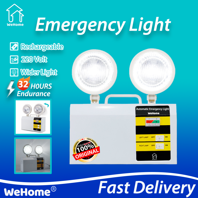 WeHome Emergency Light Rechargeable LED Twinhead Automatic Commercial ...