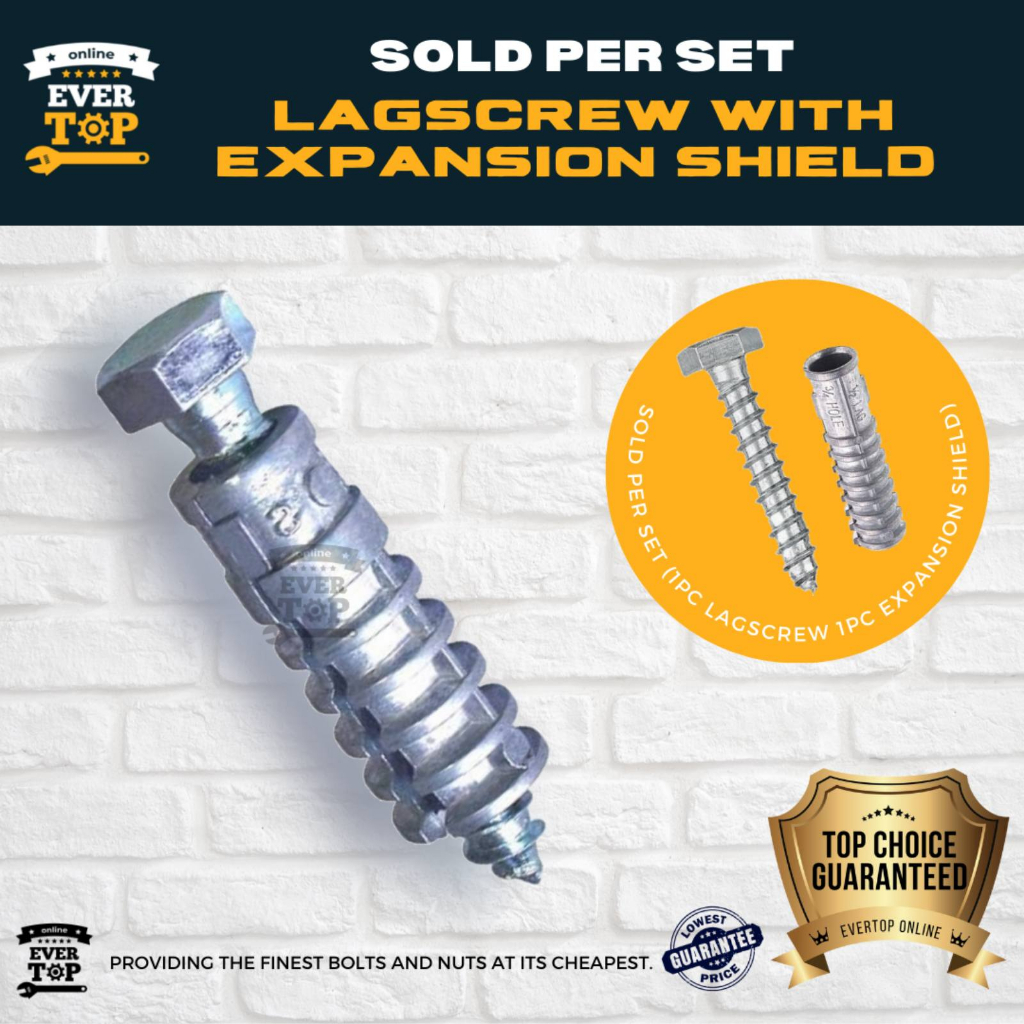 3/8 , 1/2 LAGSCREW WITH EXPANSION SHIELD | LAG SHIELD | LAGSCREW ...