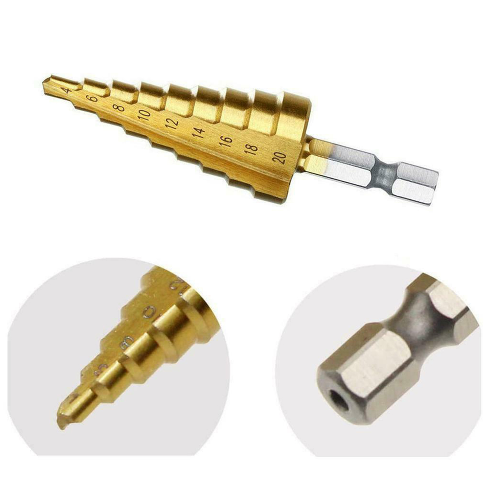 3Pcs/Set Hexagonal Shank High-speed Steel Step Cone Dril Bits 3-12mm/4 ...