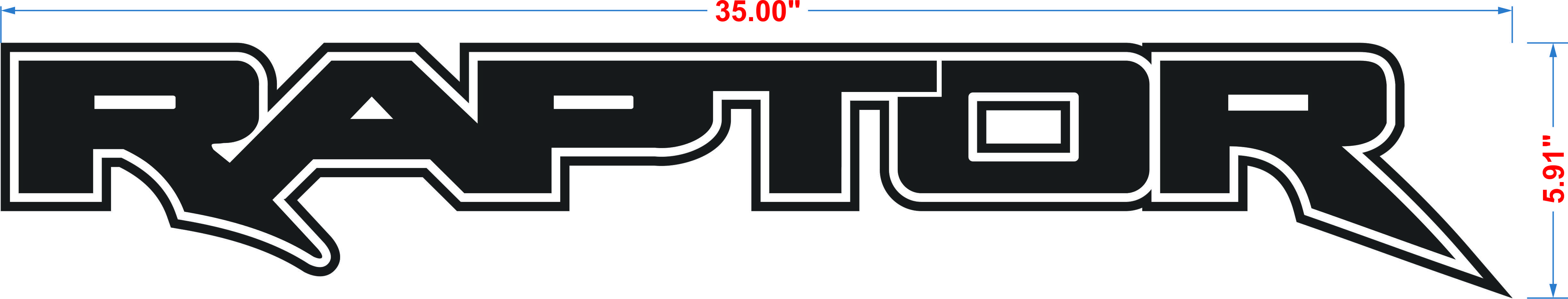 Ford Ranger RAPTOR Logo name 35"x 5.91"inches Design #4 Color Black Cut ...