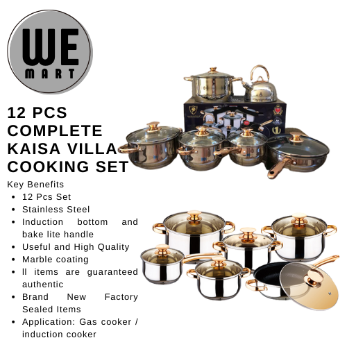 Non-stick Kaisa Villa KV-1004 12 Piece Stainless Steel Induction ...