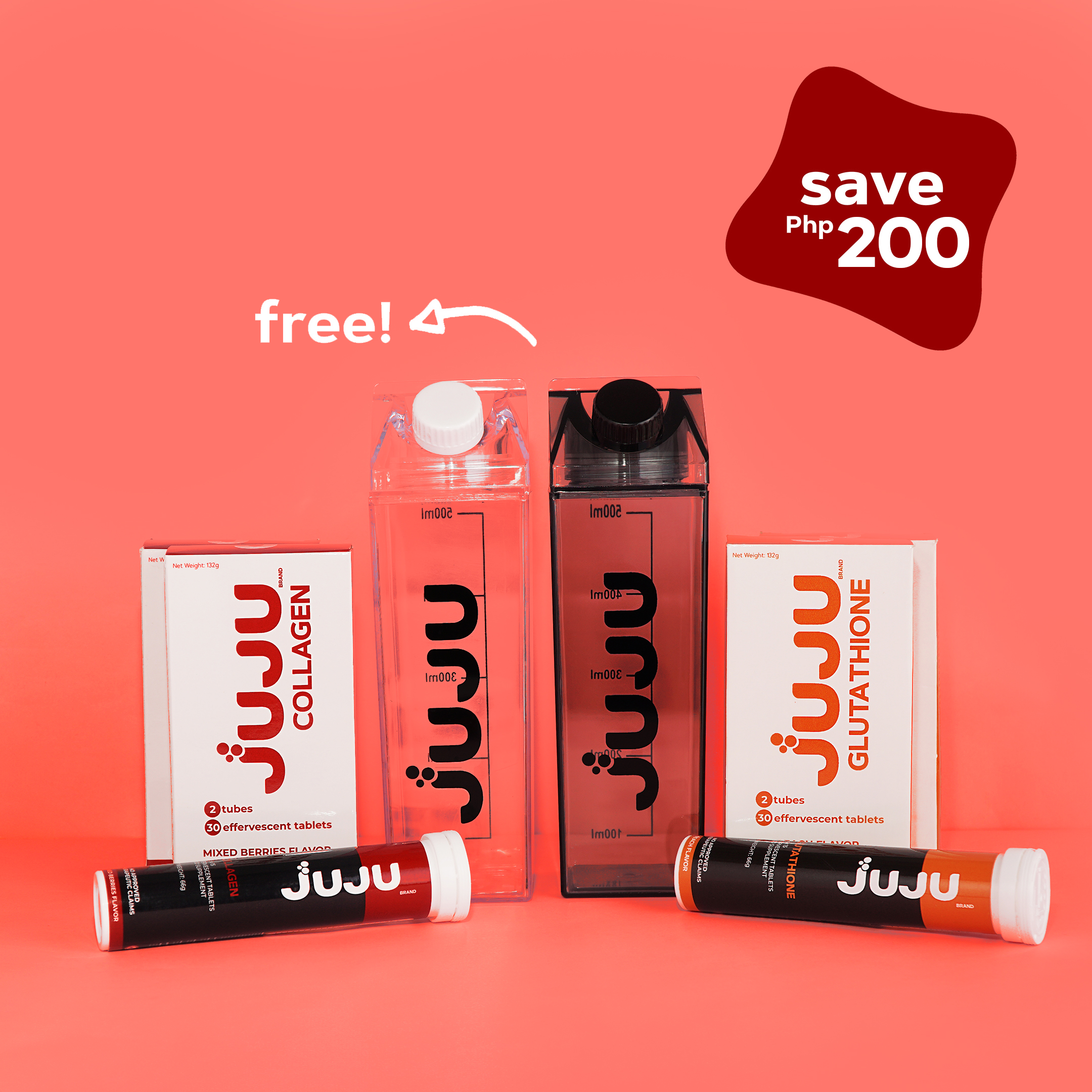 JUJU Collagen + JUJU Glutabright Bundle - 4 Boxes (2 Collagen + 2 Gluta ...