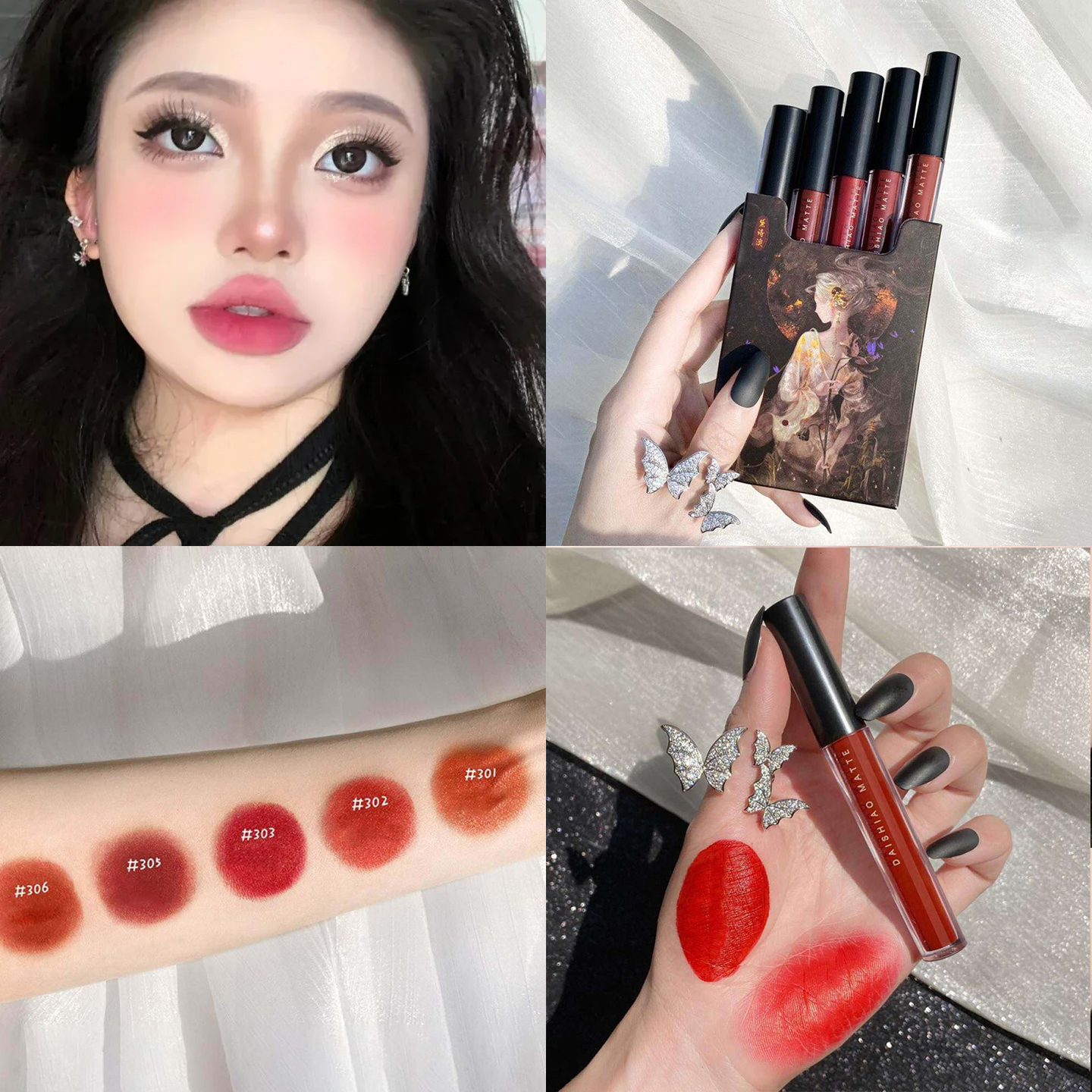 5pcs/set Lipstick Set Retro Red Lipsticks Matte Easy Coloring Set Cheap ...