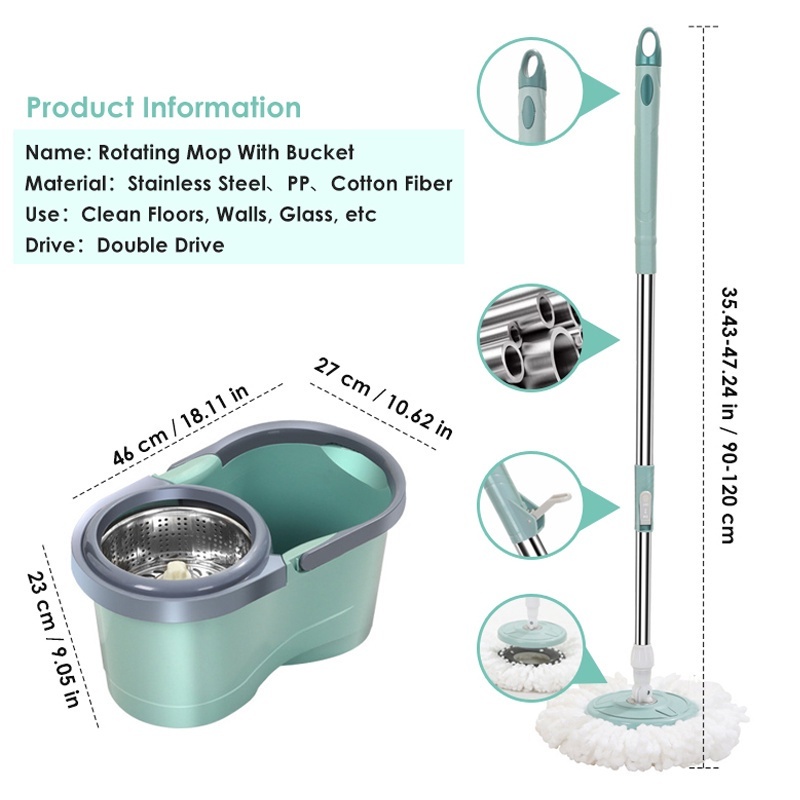 Mop for floor cleaning 360° Spin Mop with Bucket wet and dry household ...