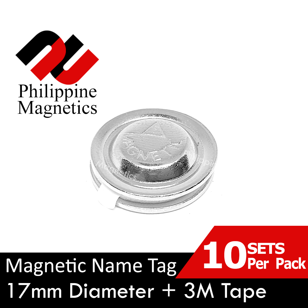 17mm Diameter MAGNETIC NAME TAG ID Badge Holders with 3M Adhesive ...