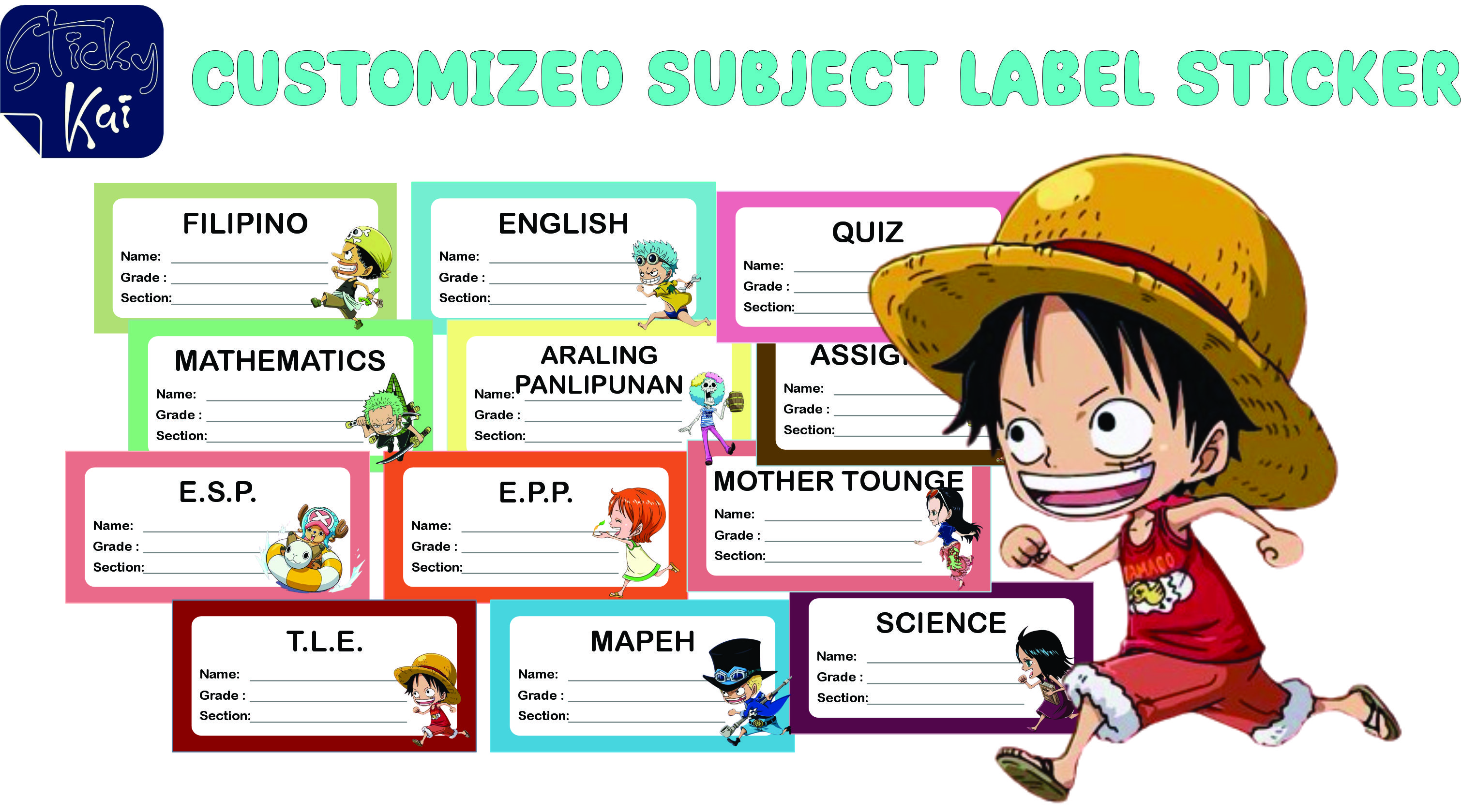 Notebook Subject Stickers | Subject Sticker | Subject Labels | Lazada PH