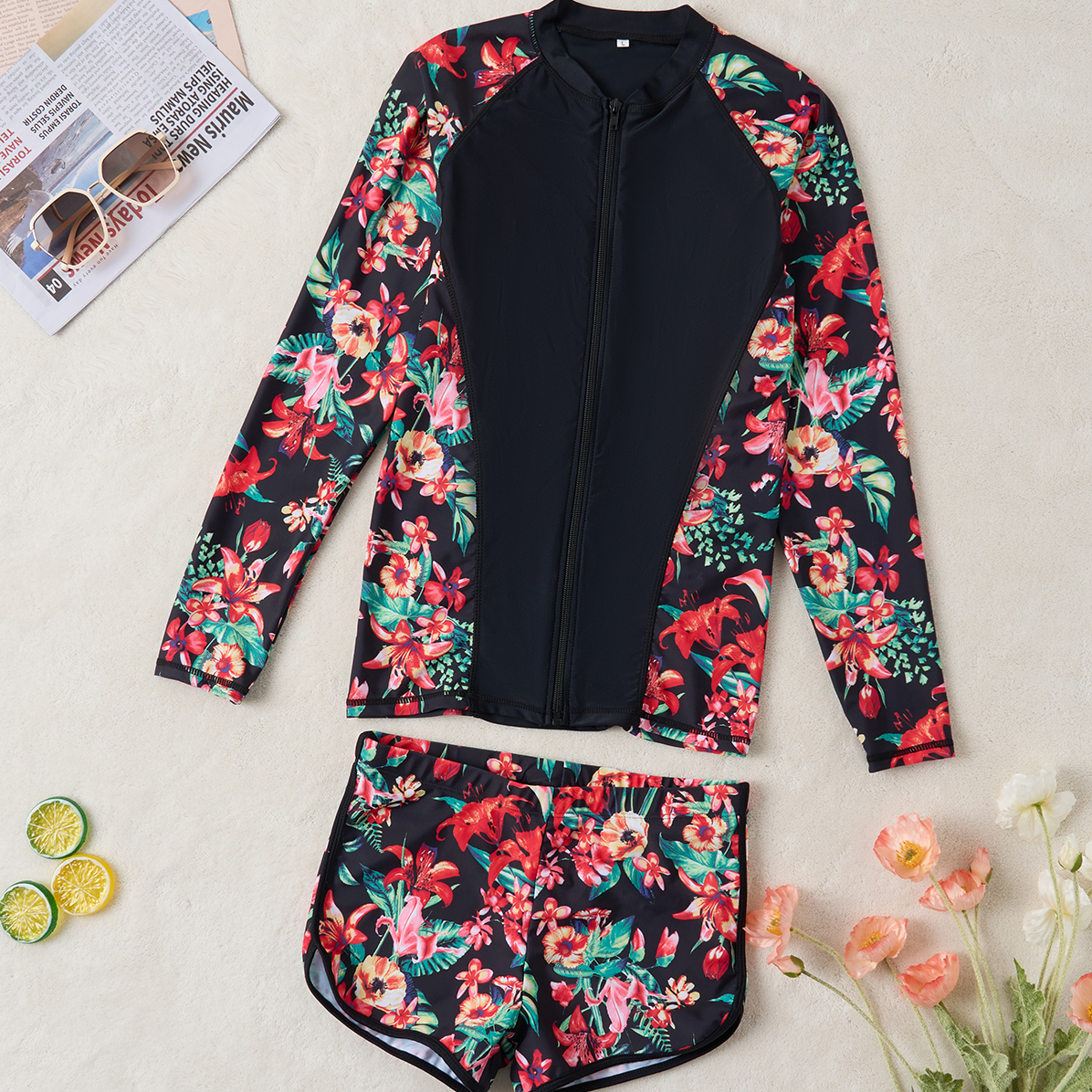 【Queen】Rush Guard Terno Swimwear Swim Set Rashguard Swimming Shorts ...