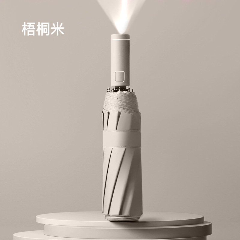 Fully automatic flashlight umbrella night LED light folding sunny ...