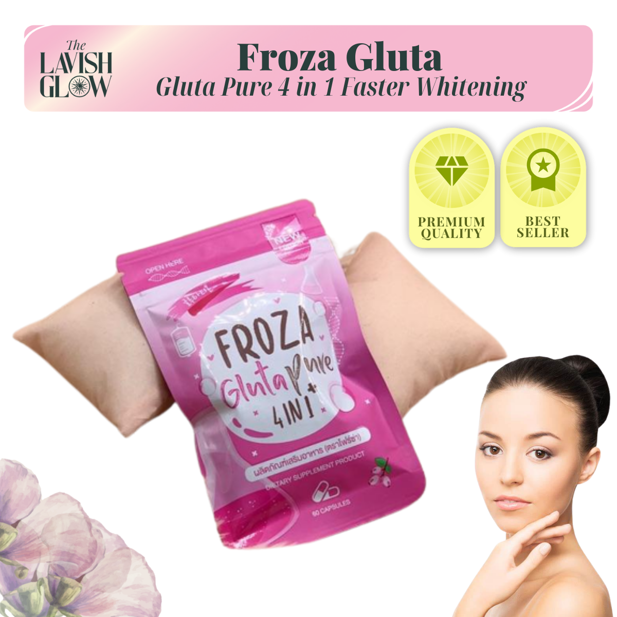 FROZA GLUTA PURE 4in1 Made in Thailand 100% AUTHENTIC 60 Capsules/ pack ...